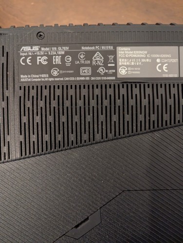 ASUS ROG GL703V 17" Gaming Laptop 238GB+930GB, GTX 1060, Core i7-7700H ...