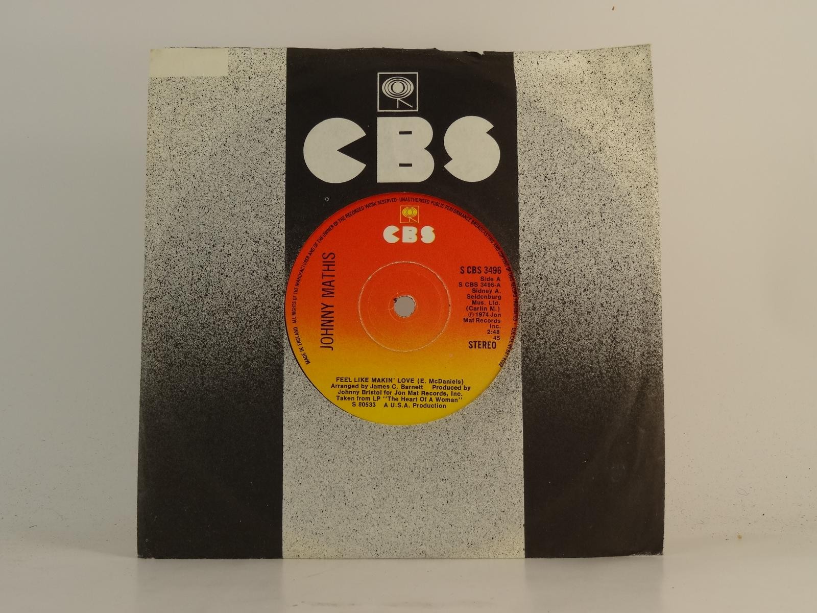 JOHNNY MATHIS FEEL LIKE MAKIN LOVE (1) (78) 2 Track 7" Single including ...