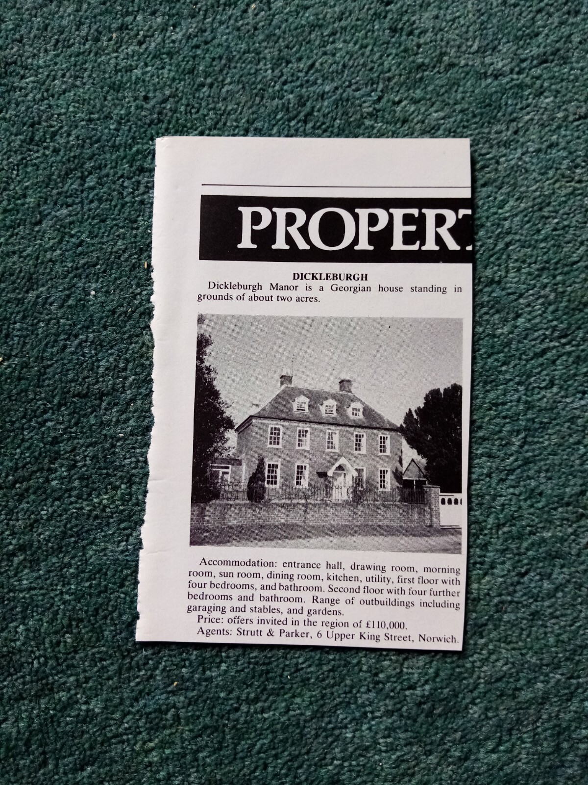 Kvc31 Ephemera 1980s house advert dickleburgh Manor | eBay UK