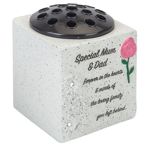 Memorial Grave Flower Pot Vase Special Mum & Dad Graveside Tribute ...