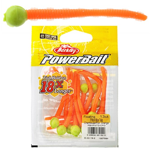 Berkley PowerBait Mice Tail Soft Bait 7cm Chartreuse/Fluorescent Orange ...