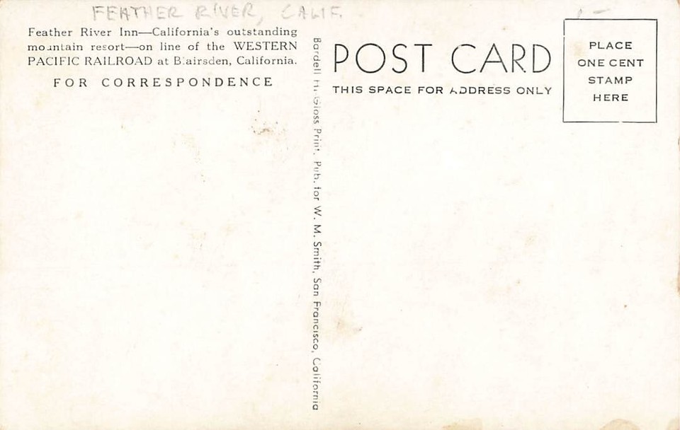 Postcard Feather River Inn Blairsden California Western Pacific ...