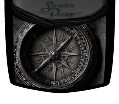 Grayscale Metallic Rustic Style Compass Hood Truck Wrap Vinyl Car ...