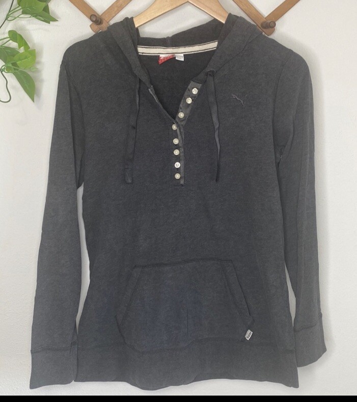 Puma Pullover with Hoodie and Kangaroo pockets Gray Large unisex top | eBay
