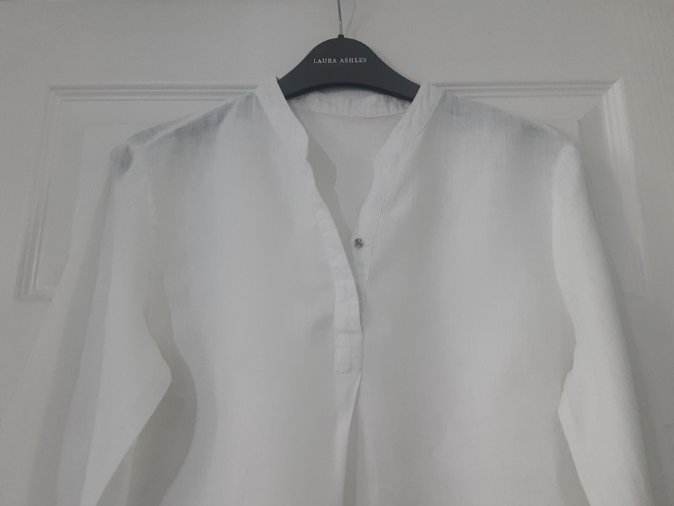 Jaeger white linen blouse size 8 | eBay UK