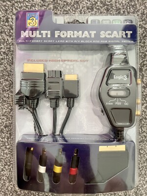 Logic 3 Gold multi format scart lead Playstation1 Ps2 Gamecube Nintendo ...