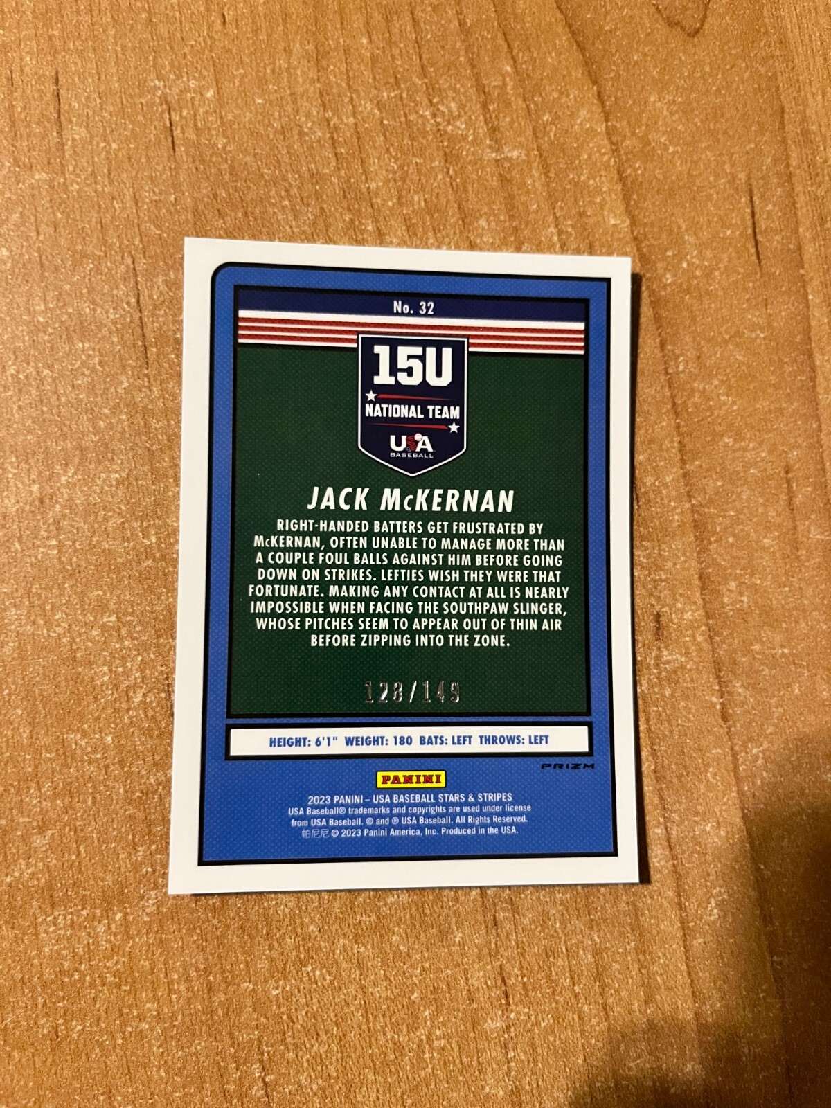 2023 Stars & Stripes - Jack McKernan - #32 Red Stars Prizm Parallel #d ...