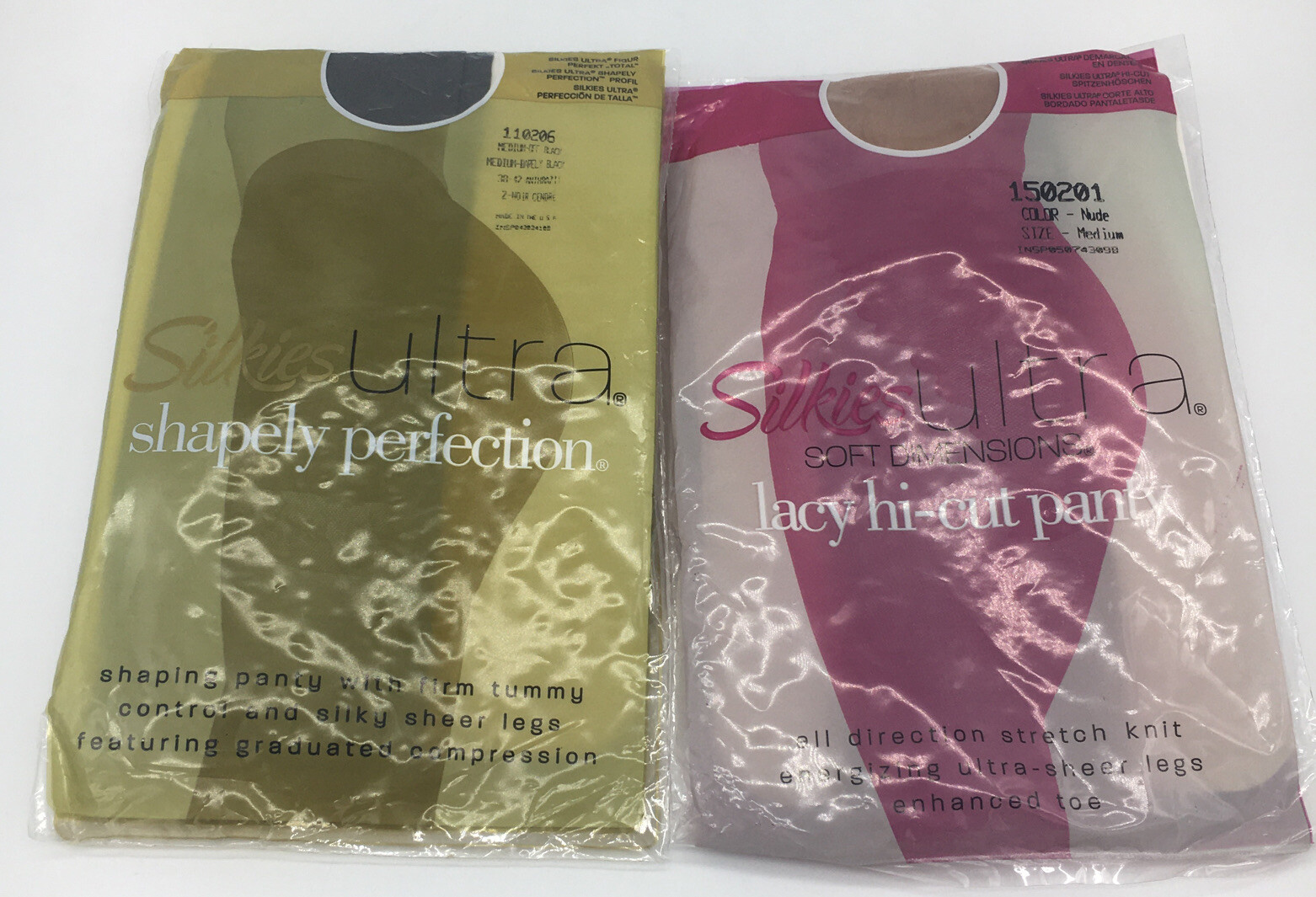 Silkies Ultra Shapely Perfection & Lacy Hi Cut Panty Size Medium Lot Of ...