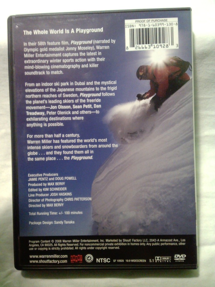 Warren Miller’s Playground DVD Region 1 Widescreen Shout Factory NEW ...