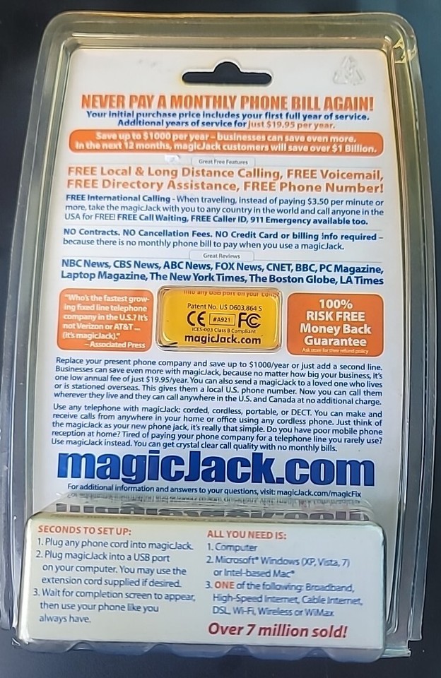 Magic-jack - USB Phone Jack. Brand New, Sealed. Magicjack | eBay