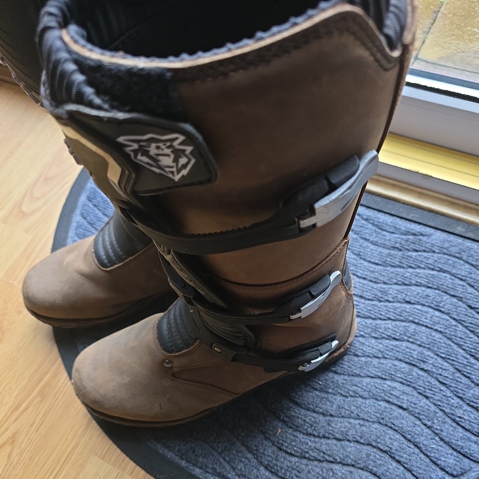 Trial off road boots leather Wulfsport adult MX motorcycle boots brown ...