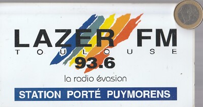 AUTOCOLLANT. Radio. LAZER FM à Toulouse. 93.6. Ski Station Porté ...