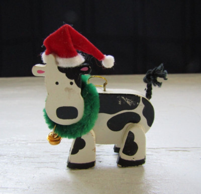 Vintage Avon Jolly Cow- Spotted Cow- Bell- Christmas Ornament ~ 2 1/8 ...