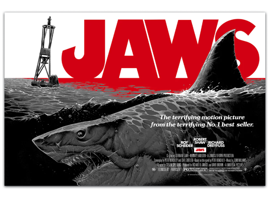 Jaws Steven Spielberg Luke Preece Variant Poster Lithograph Print 36x24 ...