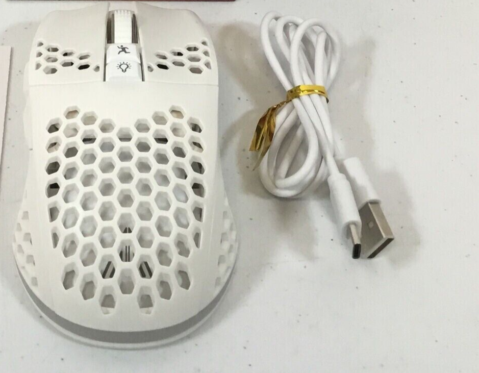 SM600 White Wireless Gaming Mouse Bluetooth Mouse with Honeycomb Shell ...