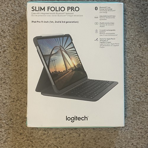 NEW Logitech Slim Folio Pro Backlit Keyboard Case - iPad Pro 11-Inch ...