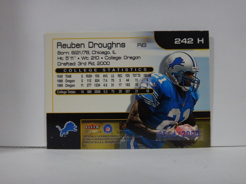 2000 SkyBox Football Card #242H Reuben Droughns SP/2000 | eBay