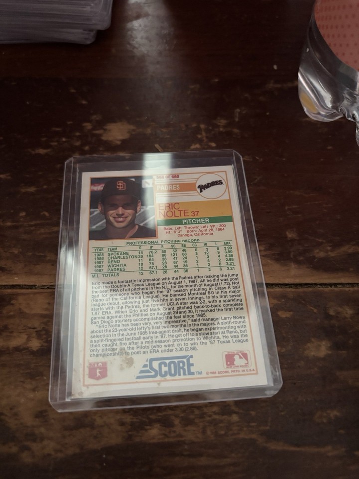 1988 Score - Eric Nolte #568 (RC) Autograph | eBay