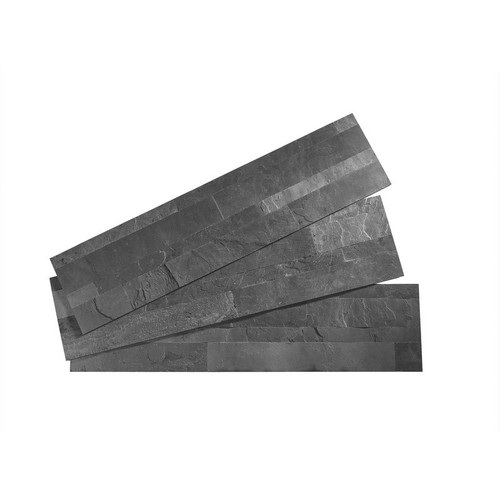 Aspect Charcoal Slate Peel and Stick Stone Backsplash 15 sq. Charcoal ...