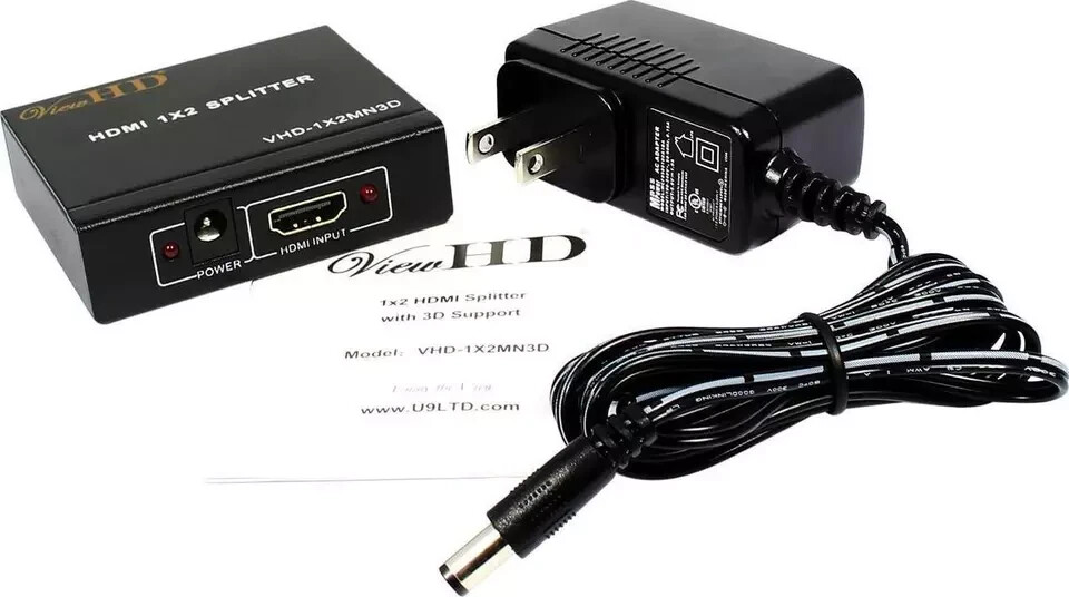 ViewHD 2 Port 1x2 Powered HDMI 1 In 2 Out Mini Splitter For 1080P And ...