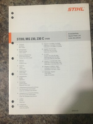 Stihl 230, 230C, Parts List Manual (1123) Pn-0452 531 1323. Bx2-30 | eBay