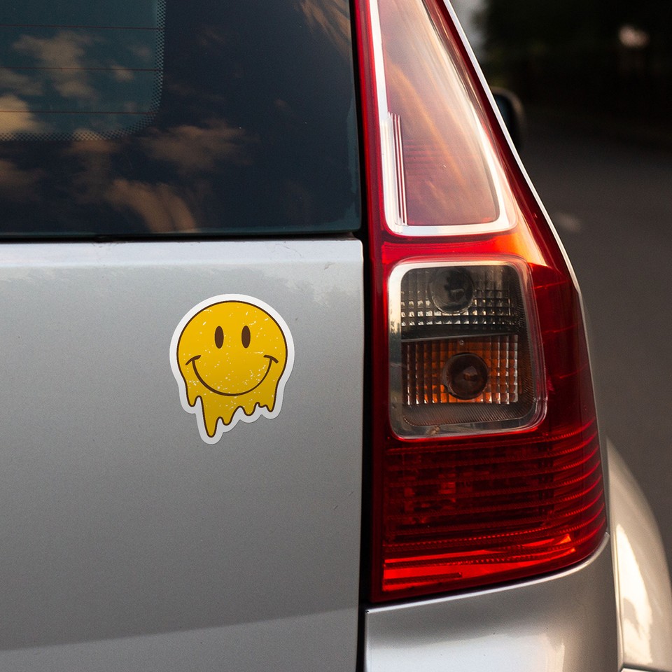Retro Melting Smile Face Sticker Funny Groovy Hippie Stickers (5 inches ...