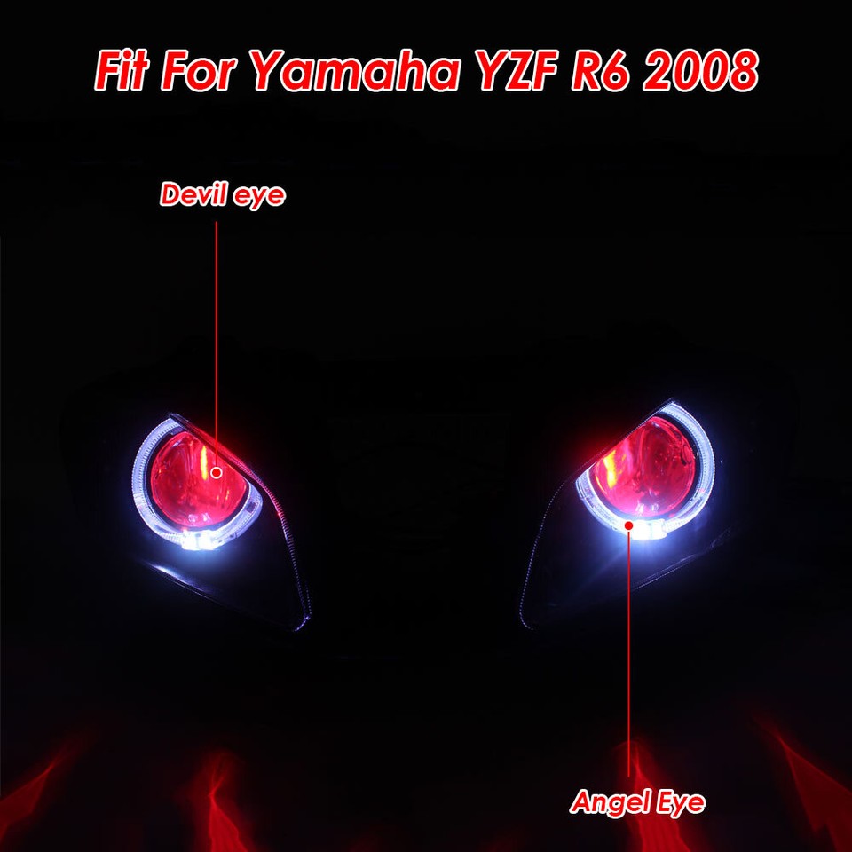 Front Headlight RGB Angel Devil eye Assembly For Yamaha- YZF R6 2008 ...