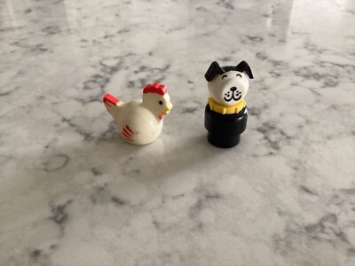 Fisher Price VTG Black White Plastic Dog & Rooster Plastic | eBay
