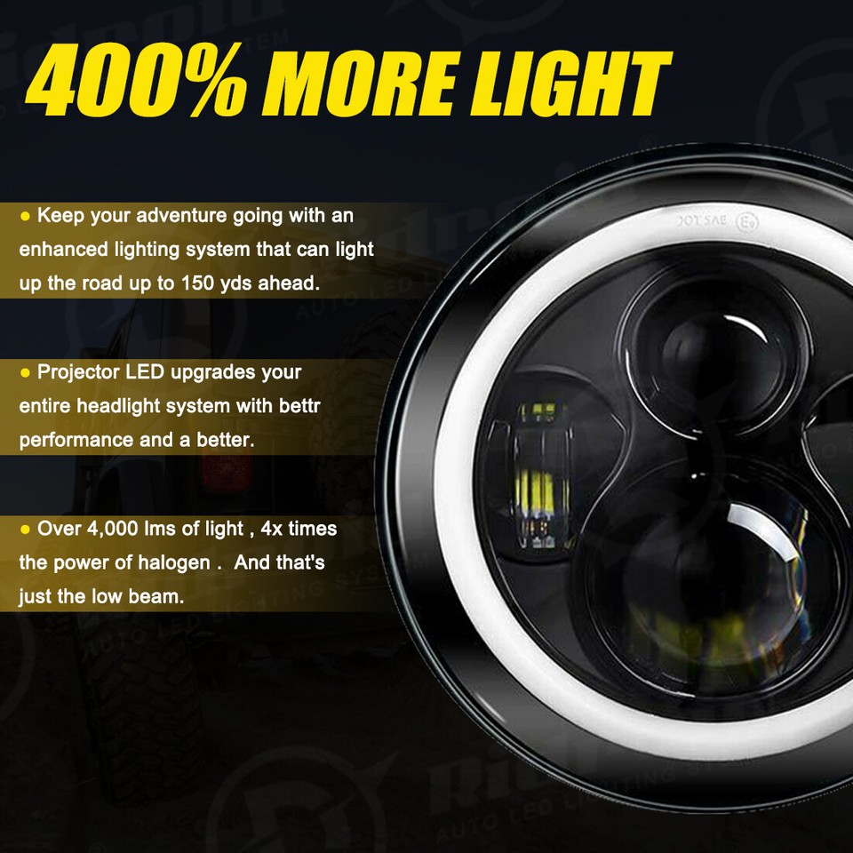 Angel Eye 7 inch Motorcycle LED Headlight Angel Eye for Harley Davidson ...