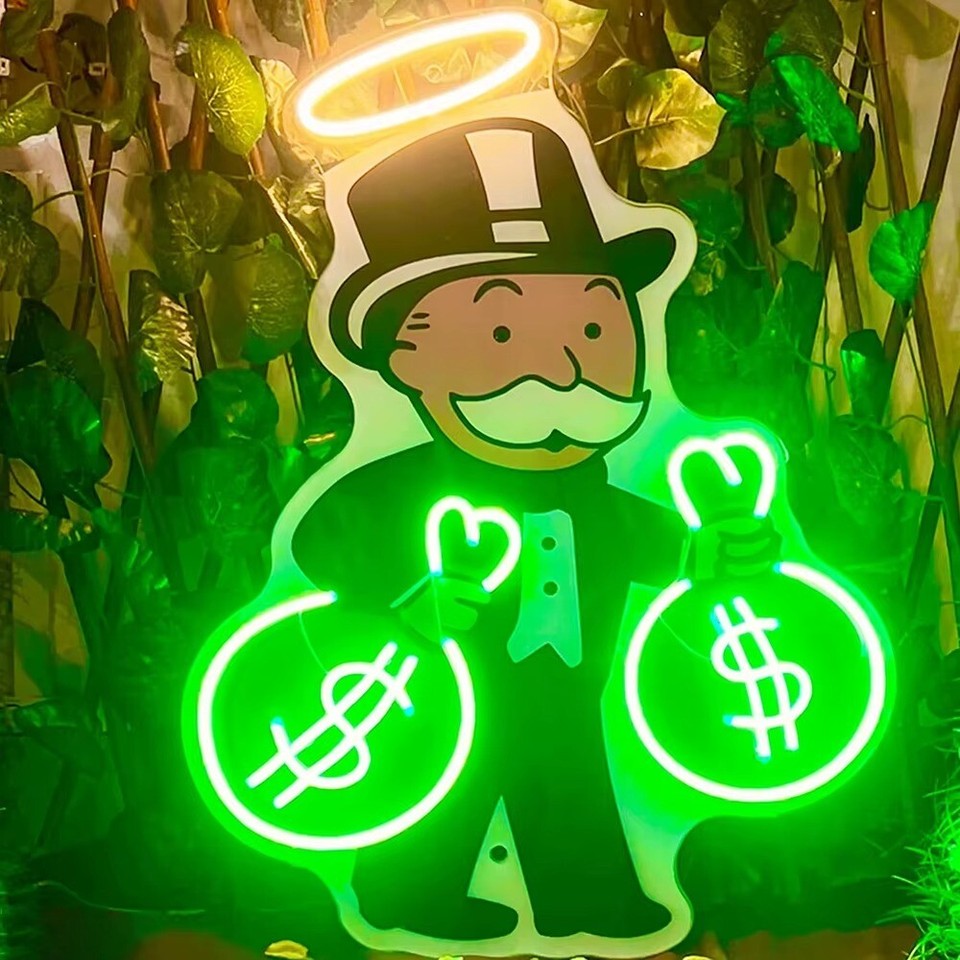 Neon Monopoly Man Money Sign Custom Neon Signs Wall Art Led Neon Light ...