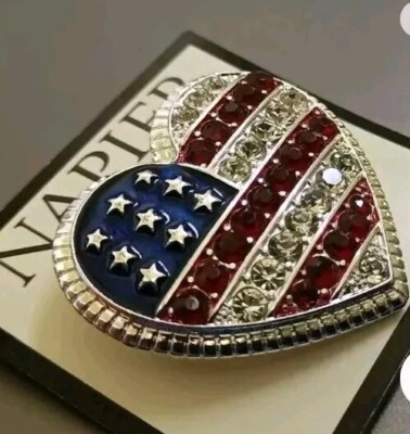Napier Patriotic Heart Red, White & Blue Silvertone Flag Pin | eBay