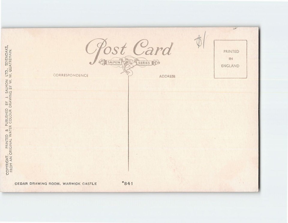Postcard Cedar Drawing Room Warwick Castle England United Kingdom ...