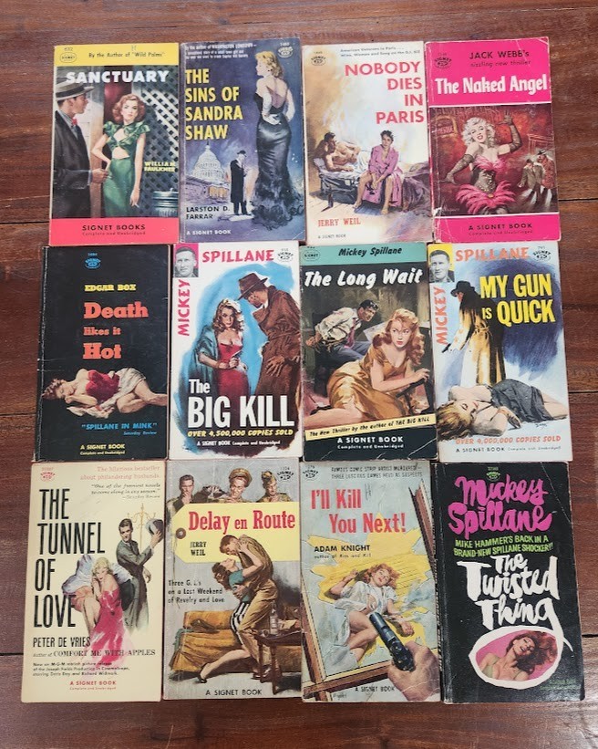12 Vintage Signet Paperbacks - Pulp Crime Mickey Spillane Faulkner Noir ...