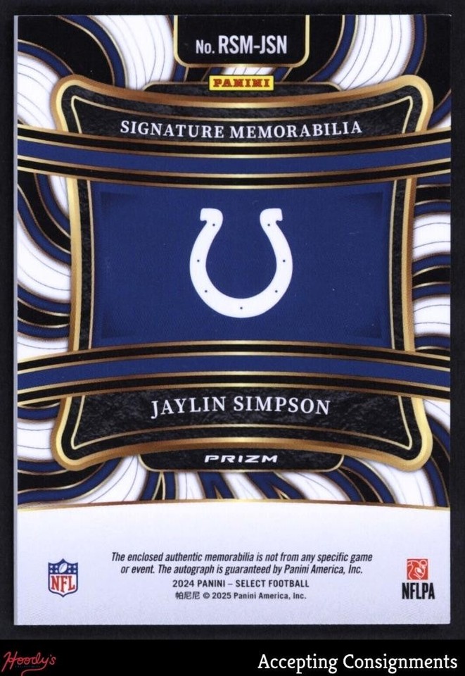 2024 Select Rookie Prizm Gold Wave #42 Jaylin Simpson RPA ROOKIE PATCH ...