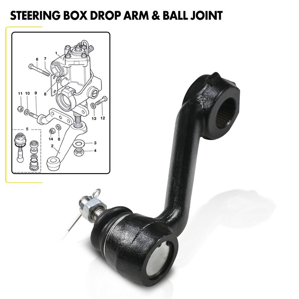 QFW000020 Steering Box Drop Arm & Ball Joint RHD Fit For Land Rover ...