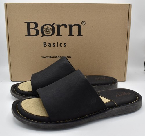 Born Mens Size 10 Leeward Full Grain Black Leather Slip On Slides ...