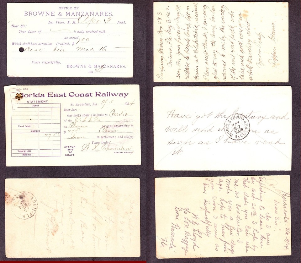 US Railroad Post Office (RPO) Lot of 6 Postal Card Covers (RR-144) | eBay