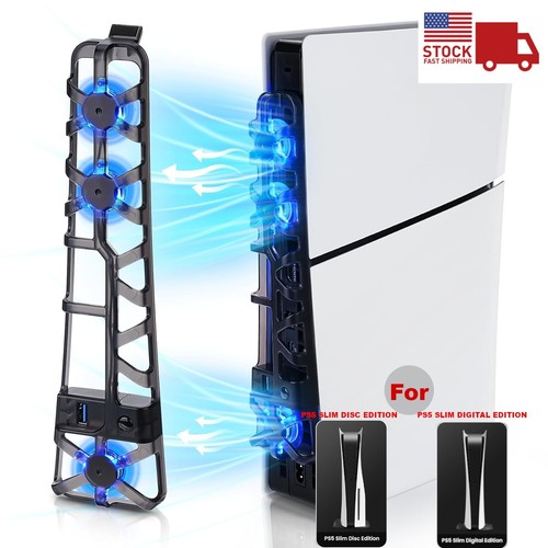 PS5 Slim Cooling Fan For PS5 Slim Disc/Digital Console Cooler Fan LED ...