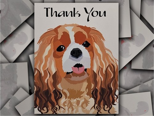 Cavalier Spaniel Dog Hand-Drawn Thank You Card with Envelope | eBay
