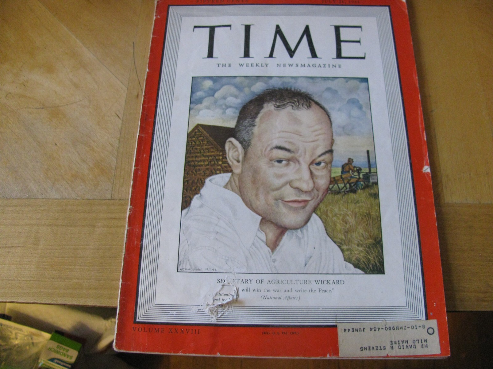 1941 TIME MAGAZINE JULY 21 WW2 WWII WICKARD SEC OF AGRIC LOWEST PRICE ...