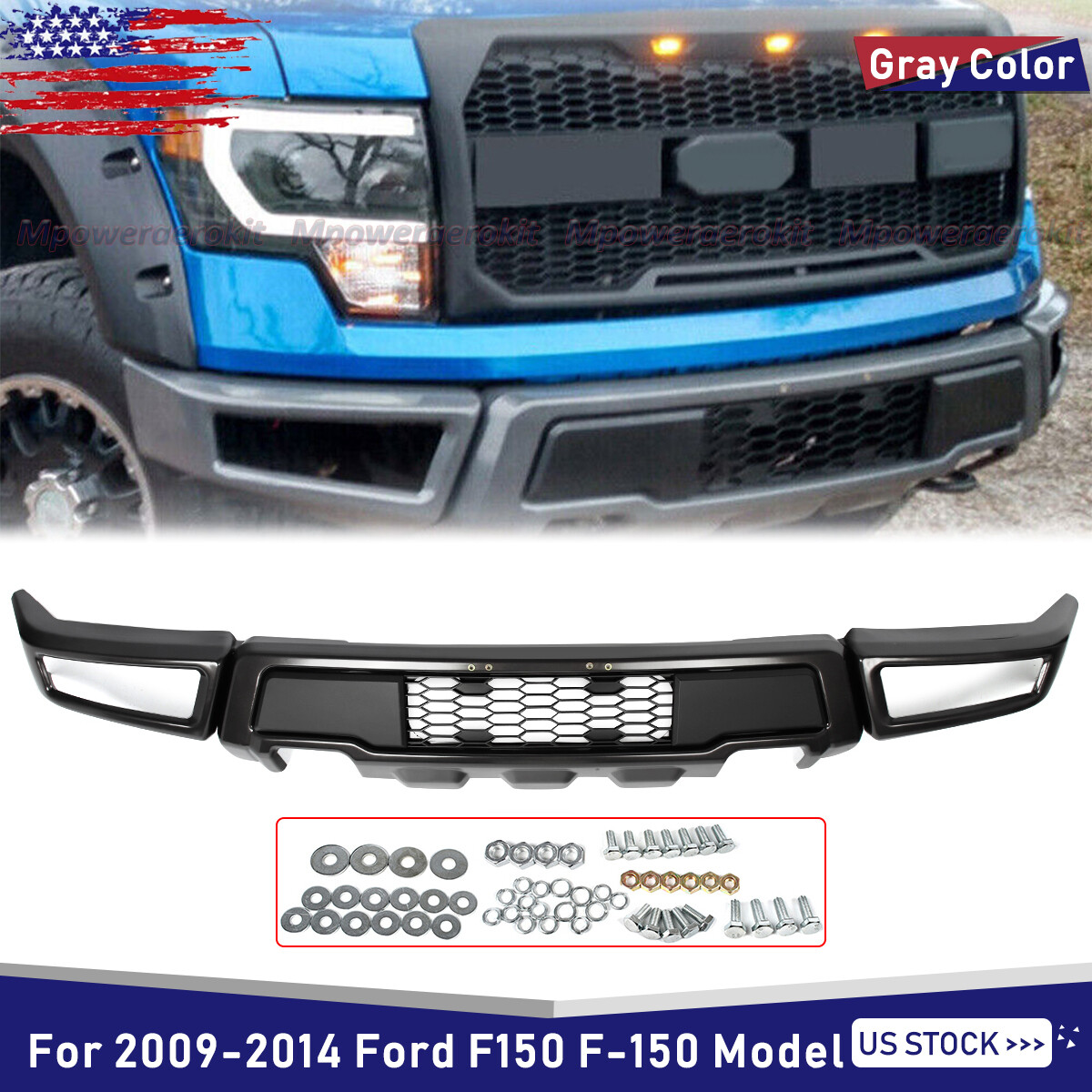 2009-2014 Ford F150 F-150 Raptor Style Front Bumper Impact Bar | Gray ...