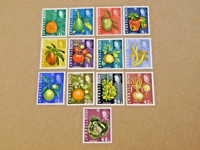 Montserrat-1965 Fruit & Vegetables with Portrait of Queen Elizabeth II ...