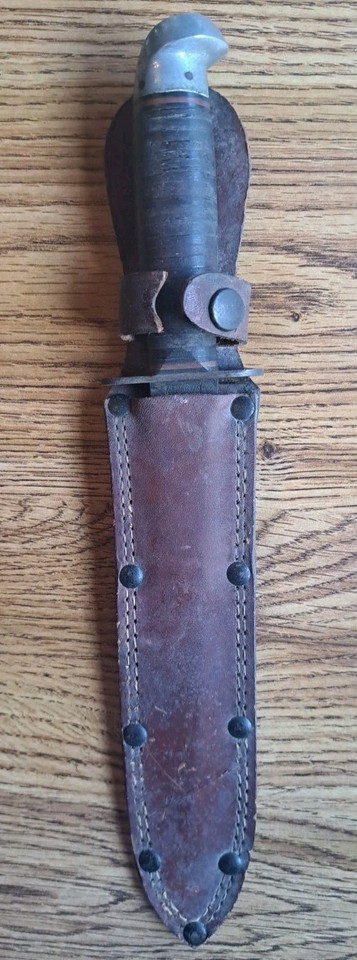 WWI WWII Western L77 Boulder Colorado Knife With Stacked Leather Handle ...