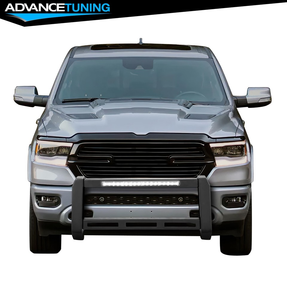 For 19-24 Ram 1500 Bull Bar Front Brush Push Bumper Grille Guard W/LED ...
