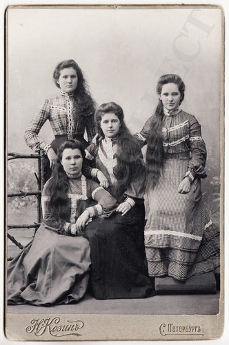 1910s Imperial RUSSIA Four Long Hair SISTERS Fashionable Dressed Photo ...