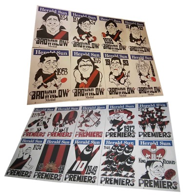 WEG POSTER SET ESSENDON BOMBERS PREMIERSHIP 1897 ~1950 & BROWNLOW 1934 ...