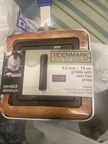 Denmark No Stick Sandwich Griddle With Cast Iron Press Panini. | eBay
