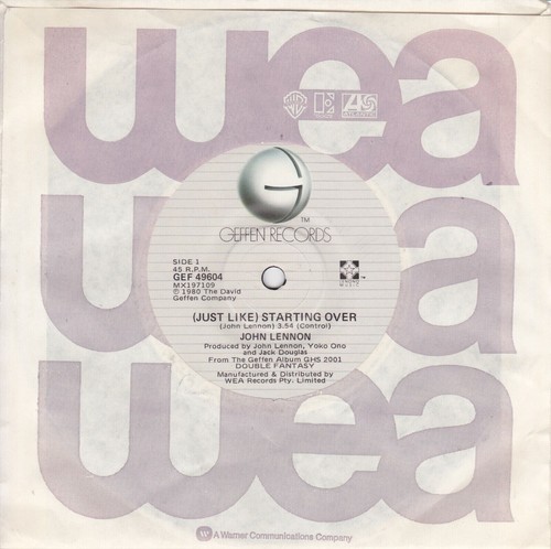 John Lennon - (Just Like) Starting Over - 7" vinyl single record ...