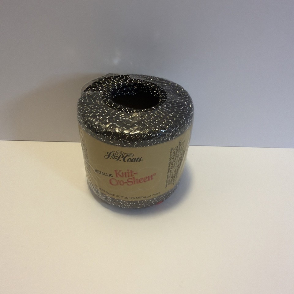 100 yards of Black J&P Coats Metallic Knit Cro-Sheen Craft Thread New A ...