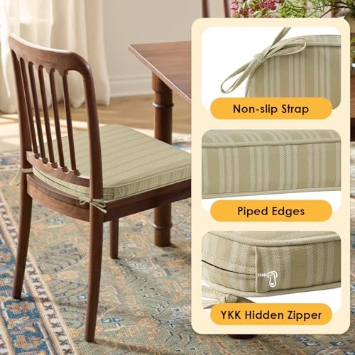Outdoor Round Corner Seat Cushionx2", Set of 4, Non 17"x16" Beige Brown ...